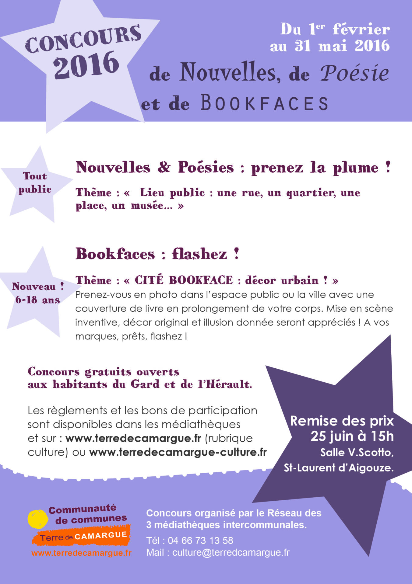 Concours de Nouvelles, Poésies et Bookface - Terre de Camargue